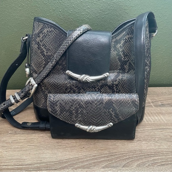 Brighton | Bags | Brighton Vintage Python Embossed Leather Shoulder Bag ...